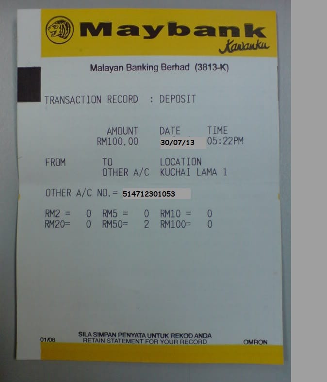 Maybank Deposited Resit